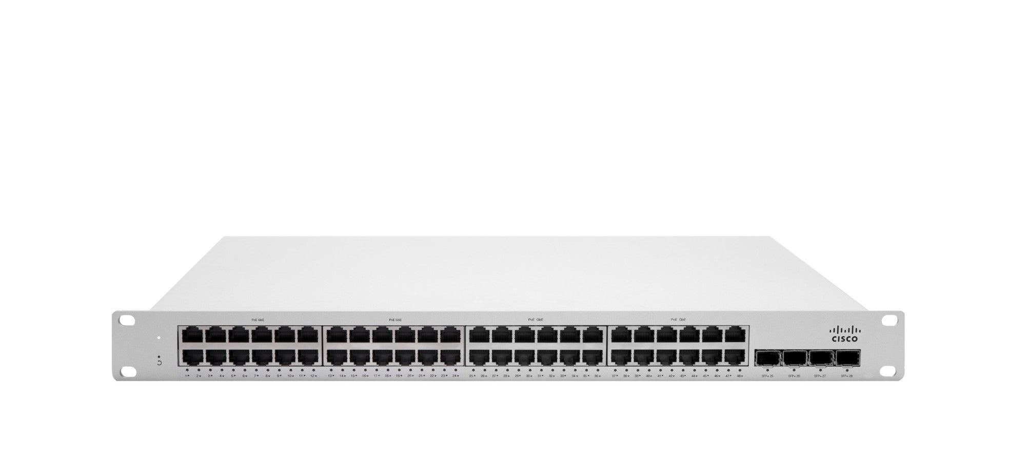 Meraki MS250-48LP-HW | 48x 1G PoE+ (370W), 4x 10G SFP+ uplinks, L3 sta ...
